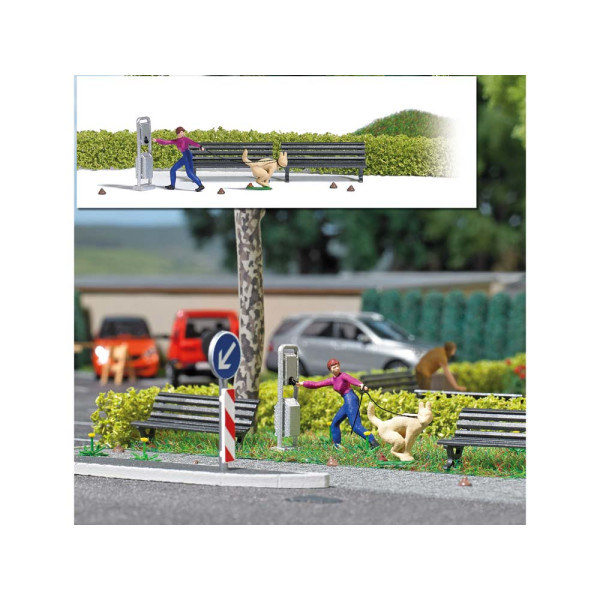 Busch H0 aktie set 7851 Vrouw met poepende hond aan de lijn ...