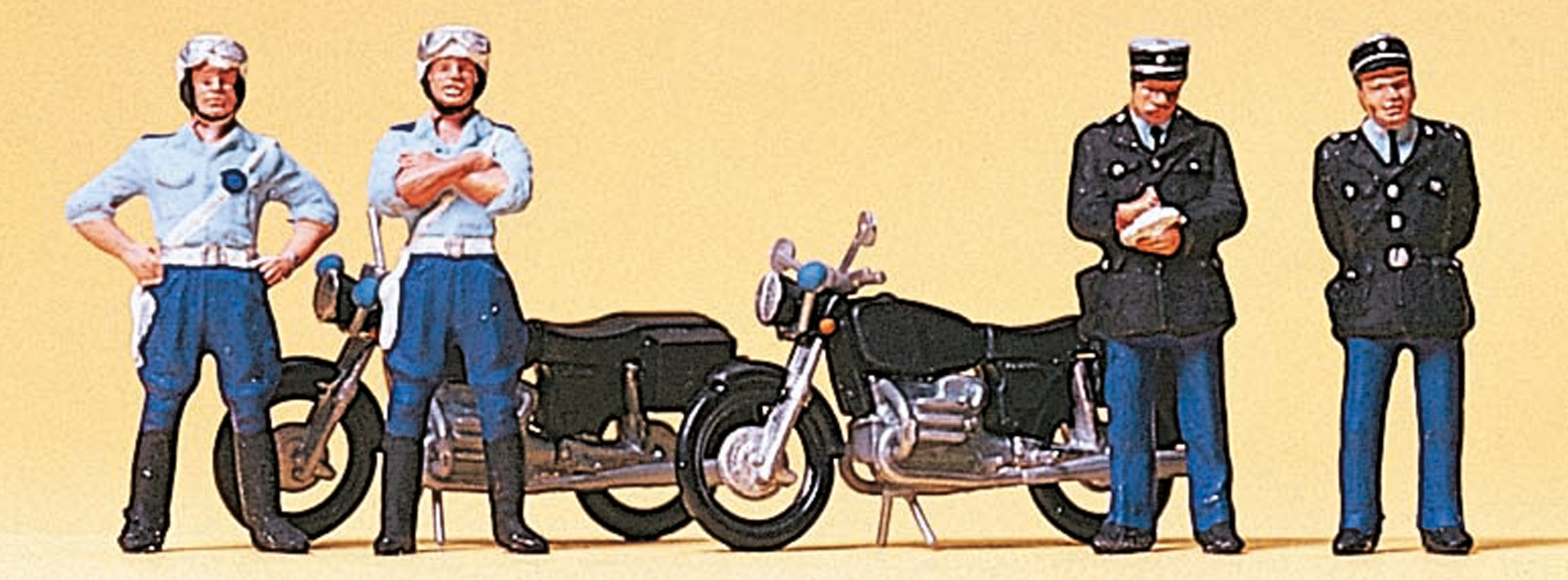 Preiser H0 10191 Franse Politie met 2 motorfietsen - Modeltreinshop