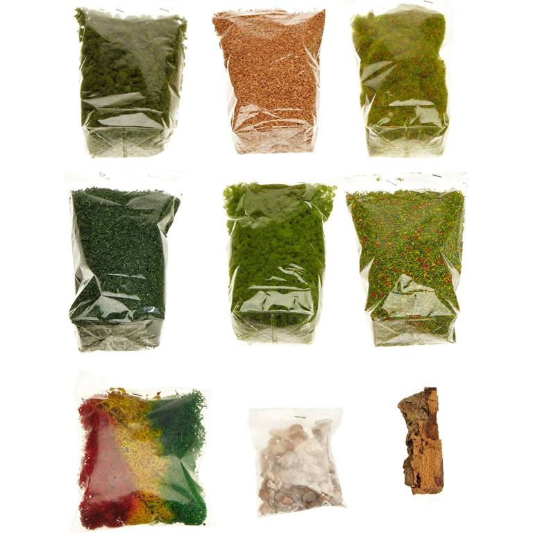 Busch 7190 Assortiment terreinbouw gras, grind, mos - Modeltreinshop